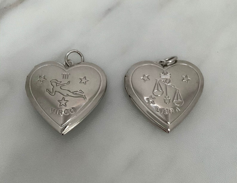 Zodiac Locket Pendant, Zodiac Necklace, 1 1/8 X 1 1/8” Silver Rhodium ...