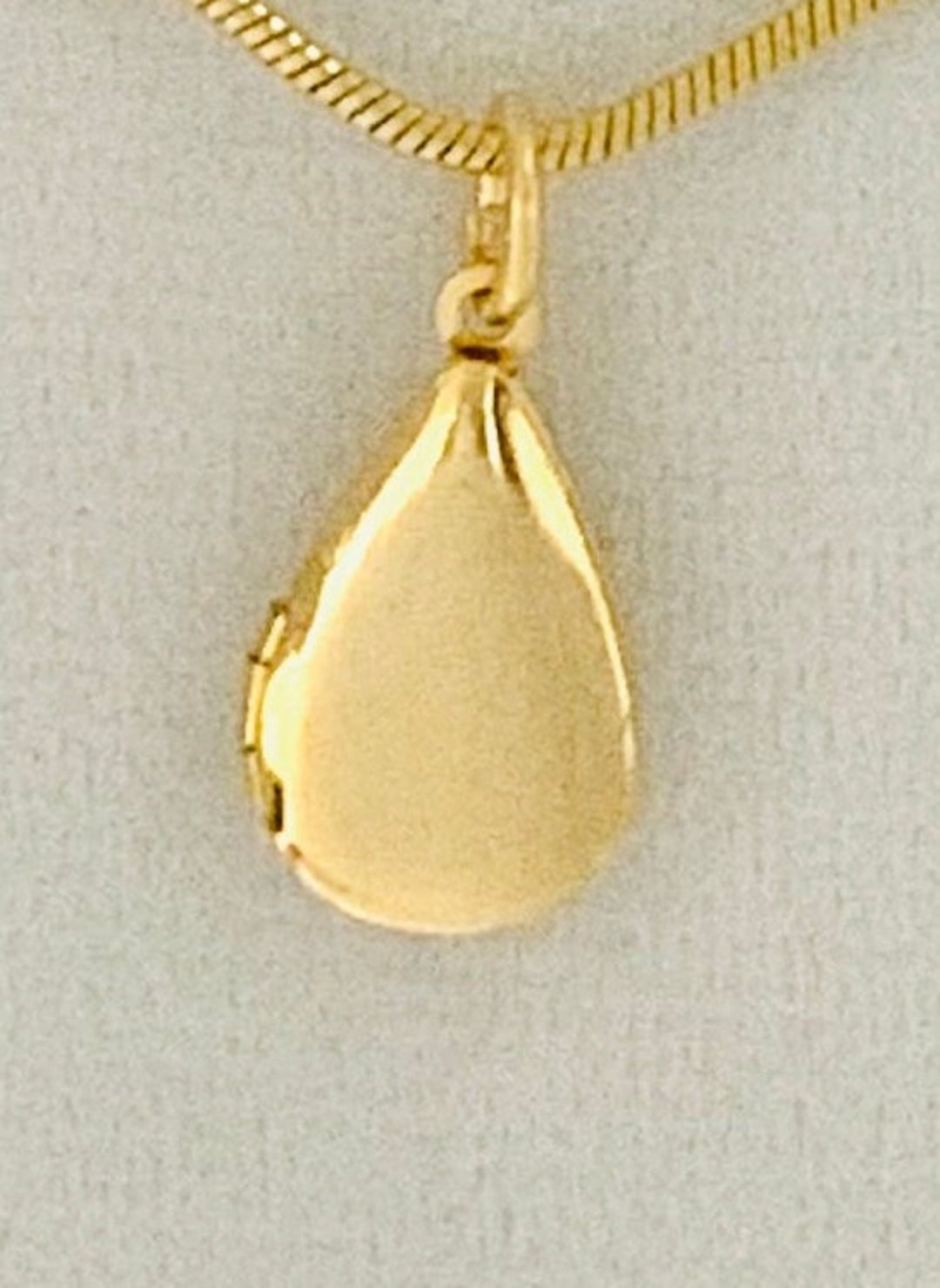 Locket, Teardrop Locket, Small Layering Necklace, 5/8”x 7/16” Gold ...