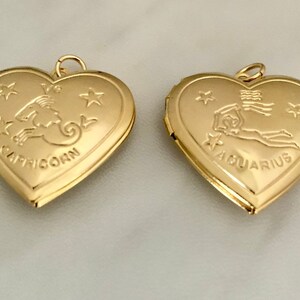 Zodiac Locket Pendant, Zodiac Necklace, 1 1/8 X 1 1/8” Gold Plated ...
