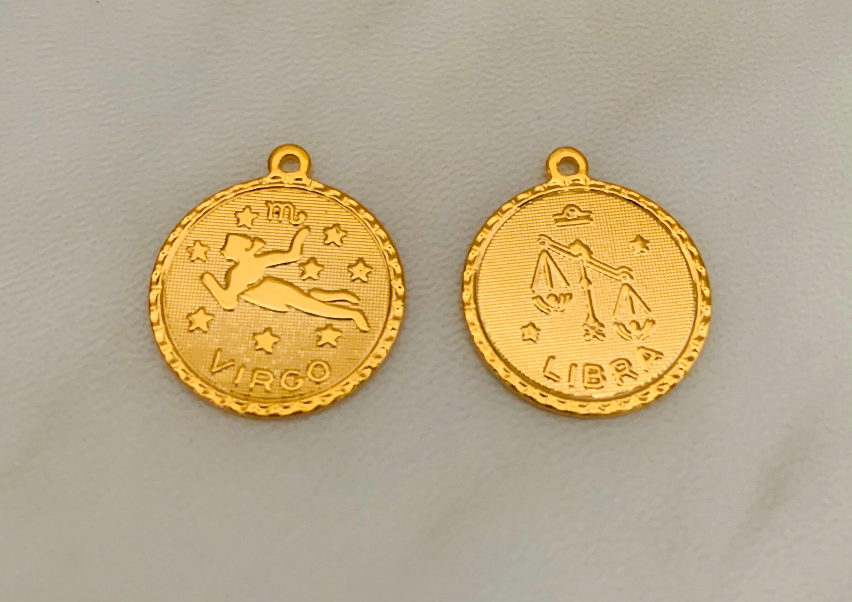 Zodiac pendant zodiac necklace 14k gold plated 3/4 | Etsy