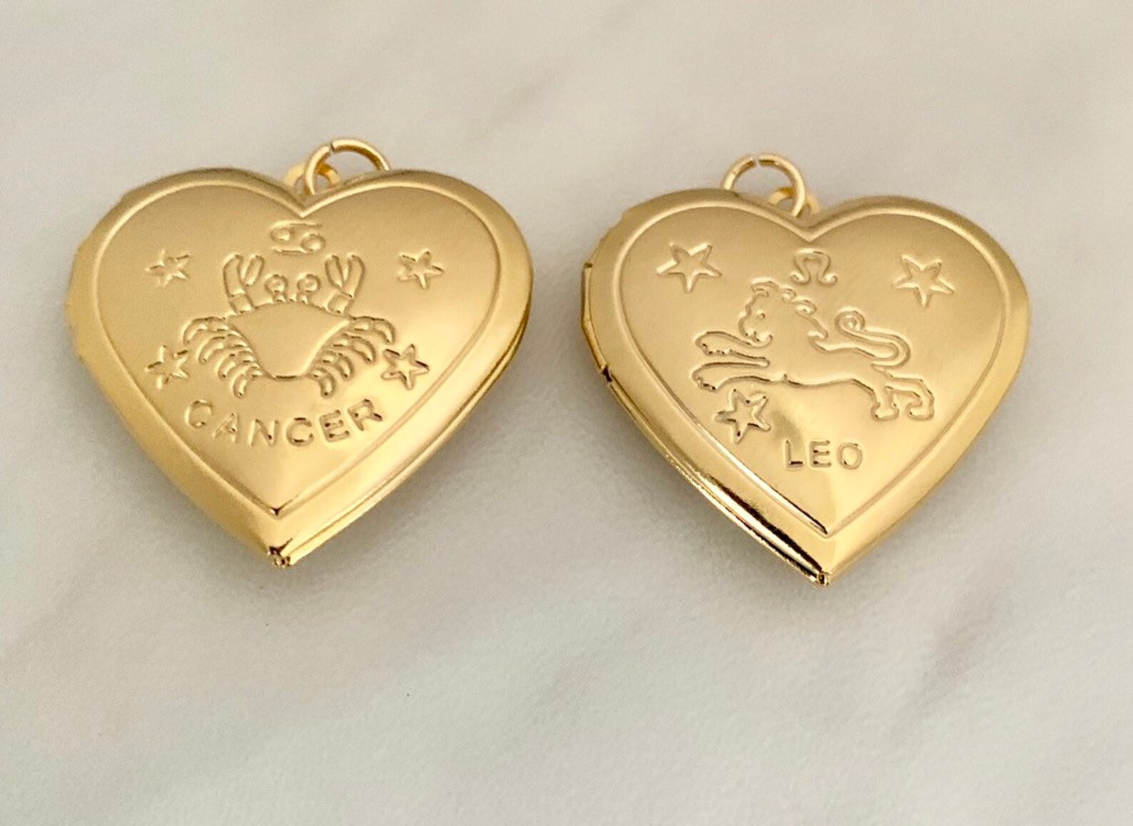 Zodiac Locket Pendant, Zodiac Necklace, 1 1/8 X 1 1/8” Gold Plated ...