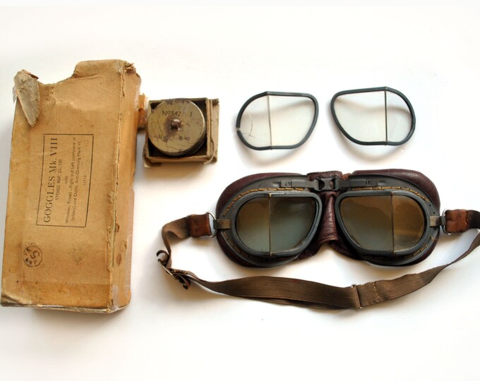 Vintage WWII Mark VIII RAF Pilot Goggles 1943 Genuine British Spitfire ...