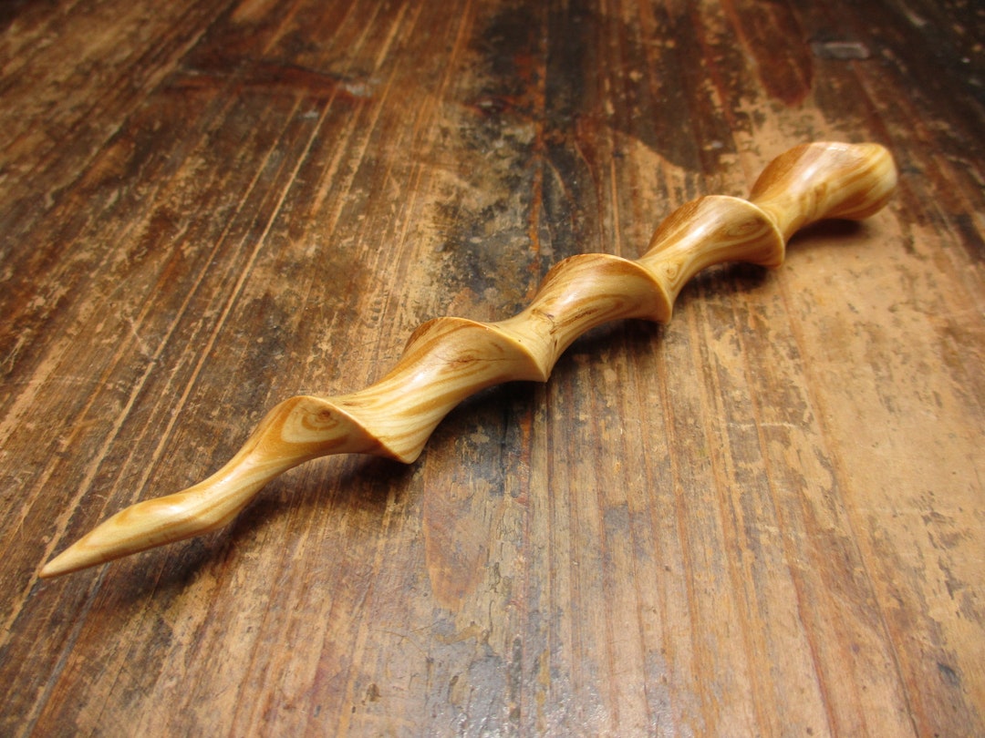Hairpin Wood, Thuja, 15.5cm, Hairstick, Spiral Wood, Fork, Wooden Pin ...