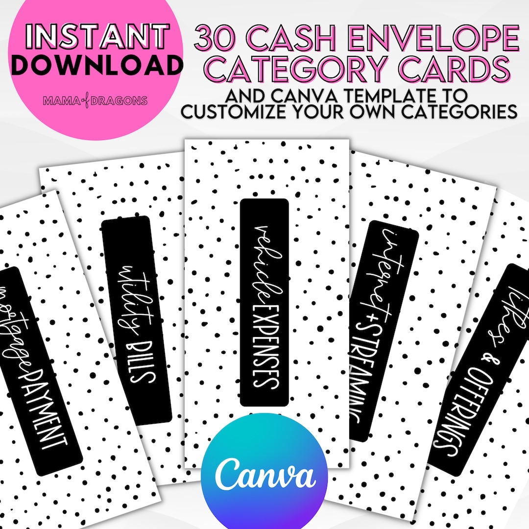 30 Cash Stuffing Envelope Labels for Budget Binder Plus Editable Canva ...