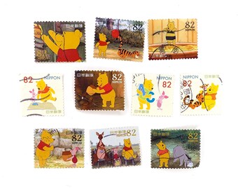 20 x Posukuma & Teddy Bear cute Japanese used postage stamps | Etsy