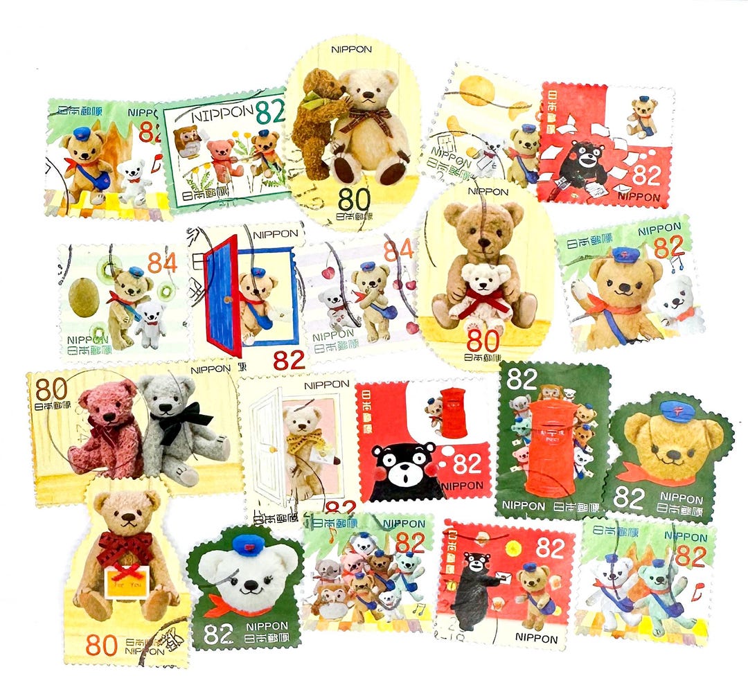 20 X Posukuma & Teddy Bear Cute Japanese Used Postage Stamps - off ...