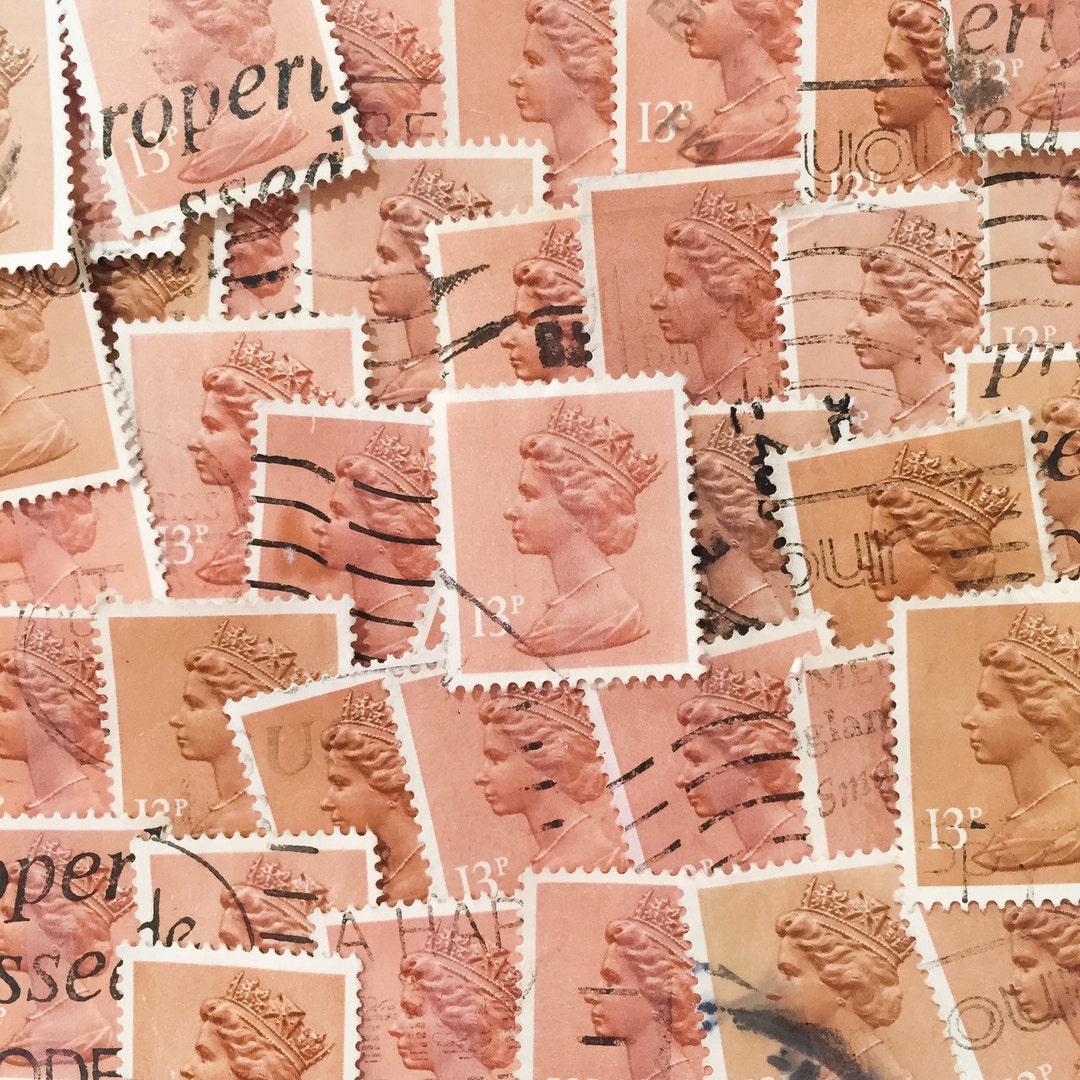 Beige Light Brown Used, British, 13p Machin Postage Stamps All off ...