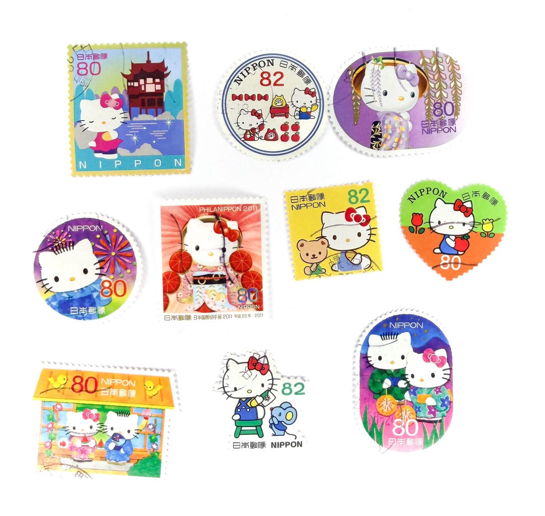 10 X Hello Kitty Used, Japanese Postage Stamps All off Paper - Japan ...