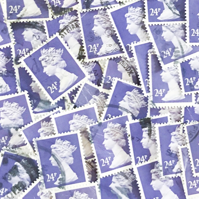 Purple, Used, British, 24p Machin Postage Stamps All off Paper for ...