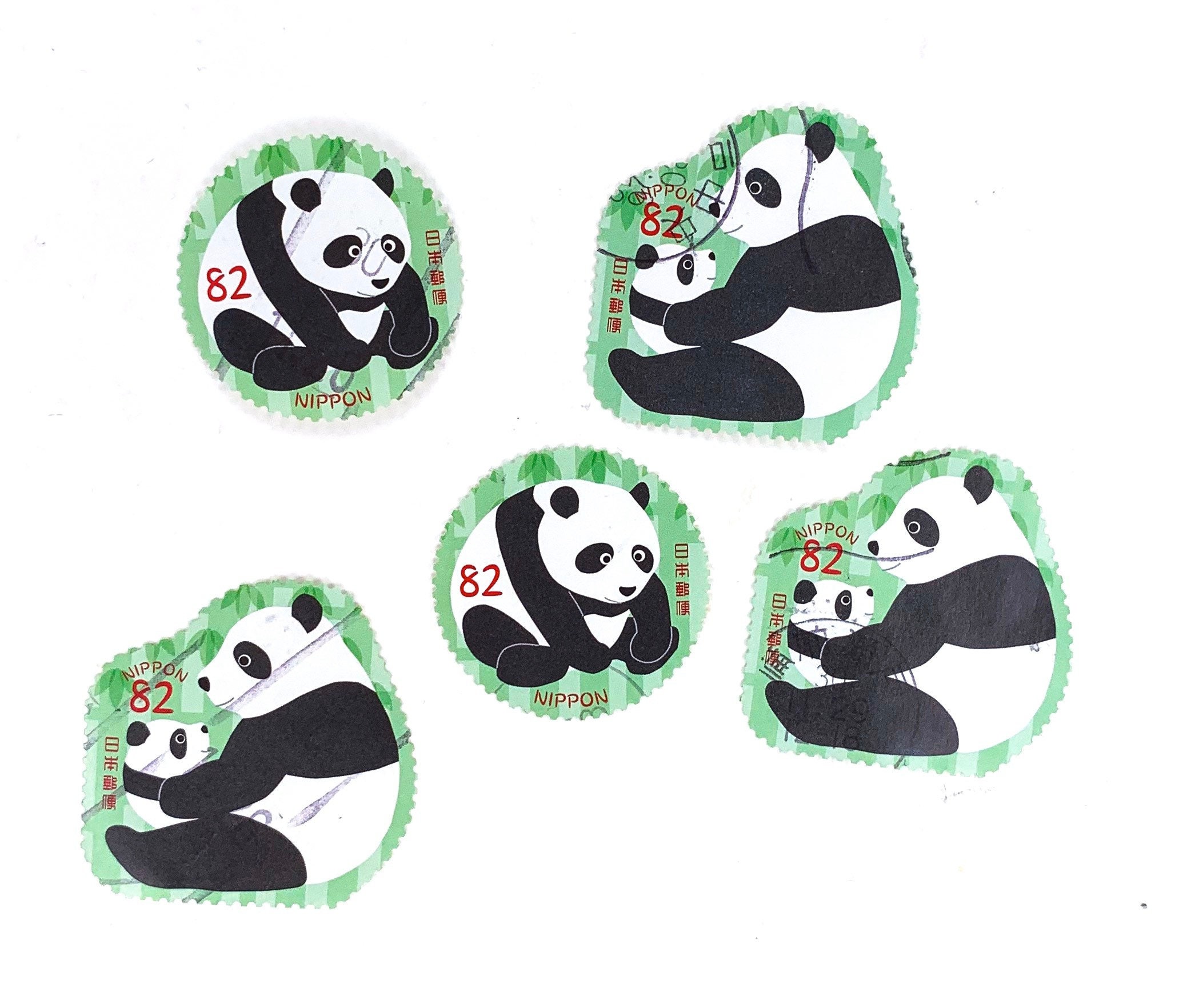 5 x Japanese Panda postage stamps off paper Bear Bears Cub | Etsy