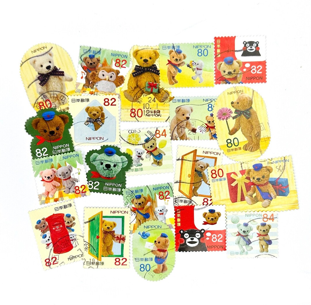 20 X Posukuma & Teddy Bear Cute Japanese Used Postage Stamps - off ...
