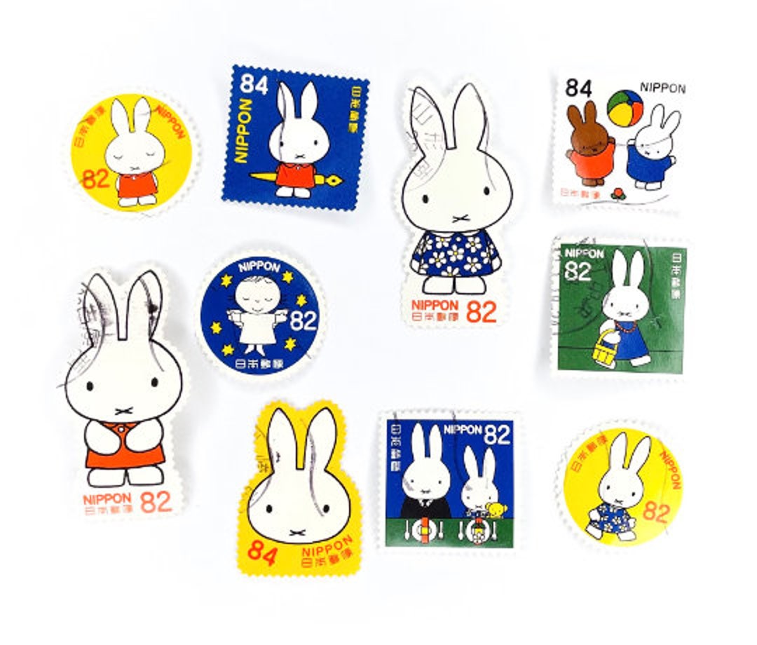 10 X Miffy, Used, Japanese Postage Stamps off Paper Japan Bunny Nijntje ...