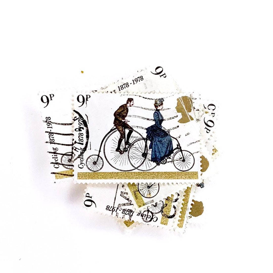 10 X Cycling, Used, British Postage Stamps off Paper - Vintage Cyclist ...