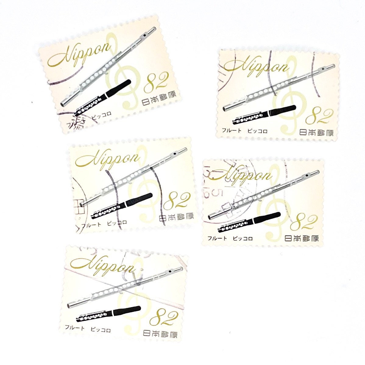 5 X Flute Used, Japanese Postage Stamps All off Paper - Japan - Player ...