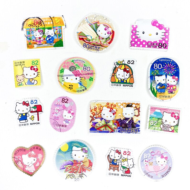 15 x Hello Kitty used Japanese postage stamps all off paper | Etsy
