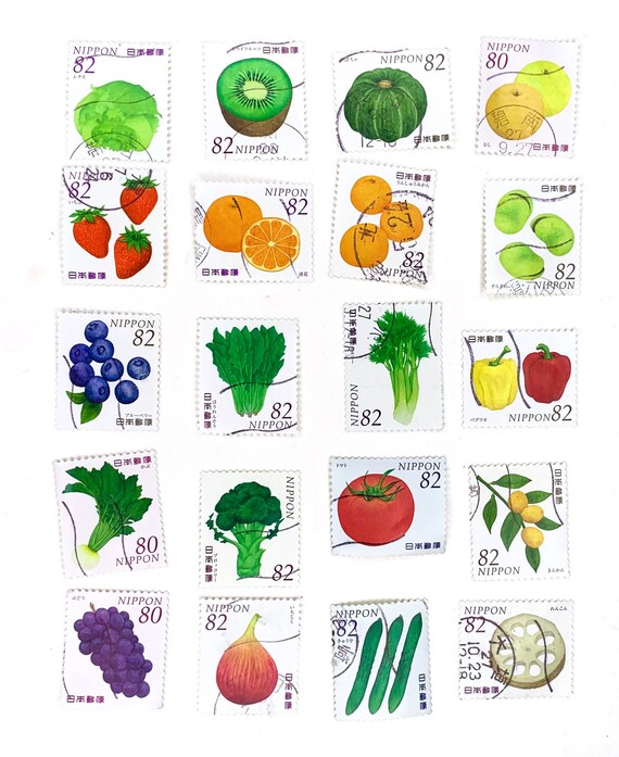 20 X Japanese Fruit & Vegetable Used Postage Stamps All off - Etsy