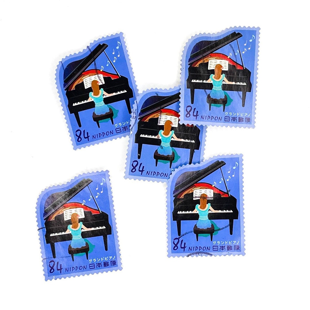 5 X Piano Used, Japanese Postage Stamps All off Paper - Japan - Shaped ...