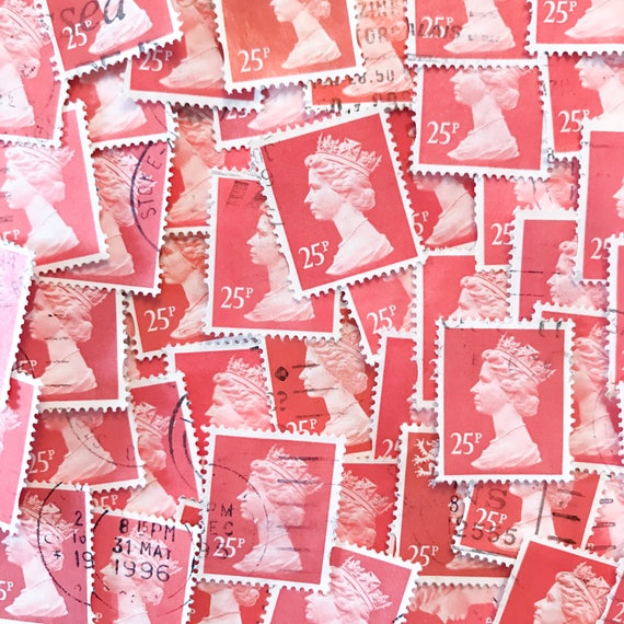 Blush Pink Used British 25p Machin Postage Stamps All off - Etsy
