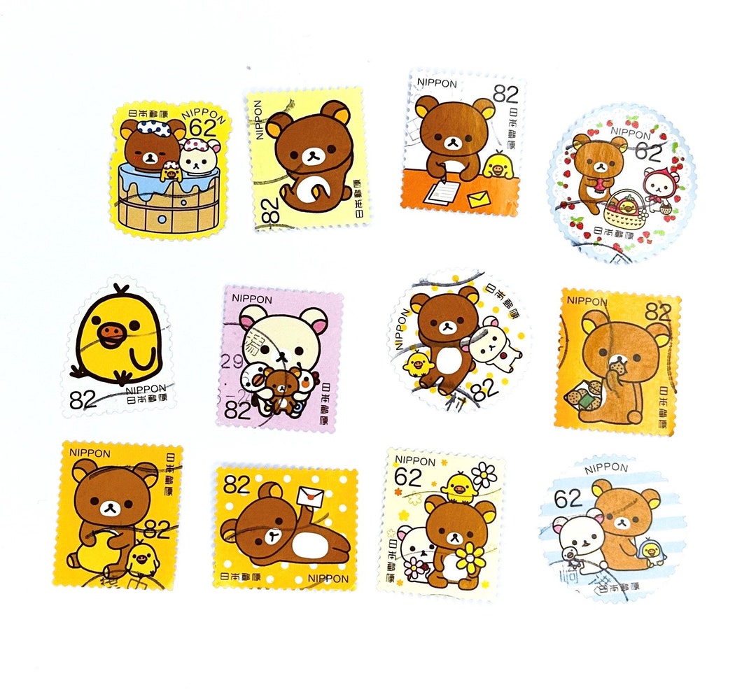 12 X Rilakkuma Teddy Bear Used, Japanese Postage Stamps All off Paper ...