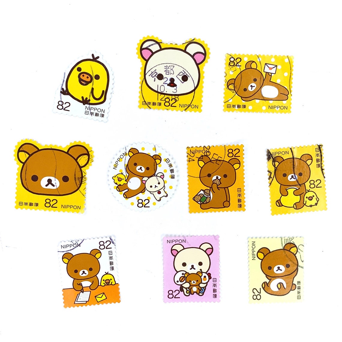 10 X Rilakkuma Teddy Bear Used Japanese Postage Stamps All - Etsy