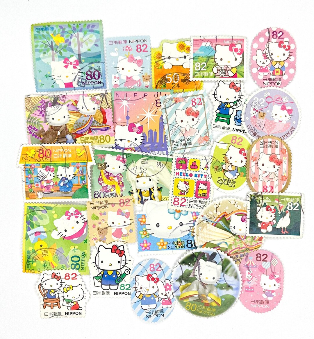 25 X Hello Kitty Used, Japanese Postage Stamps All off Paper - Japan ...