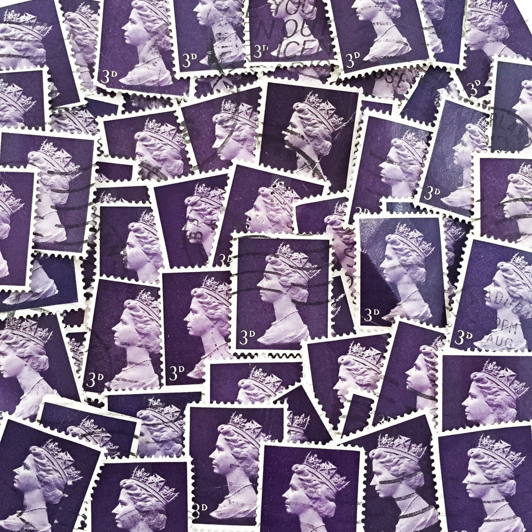 Dark Purple, Used, British, 3d Machin Postage Stamps All off Paper for ...
