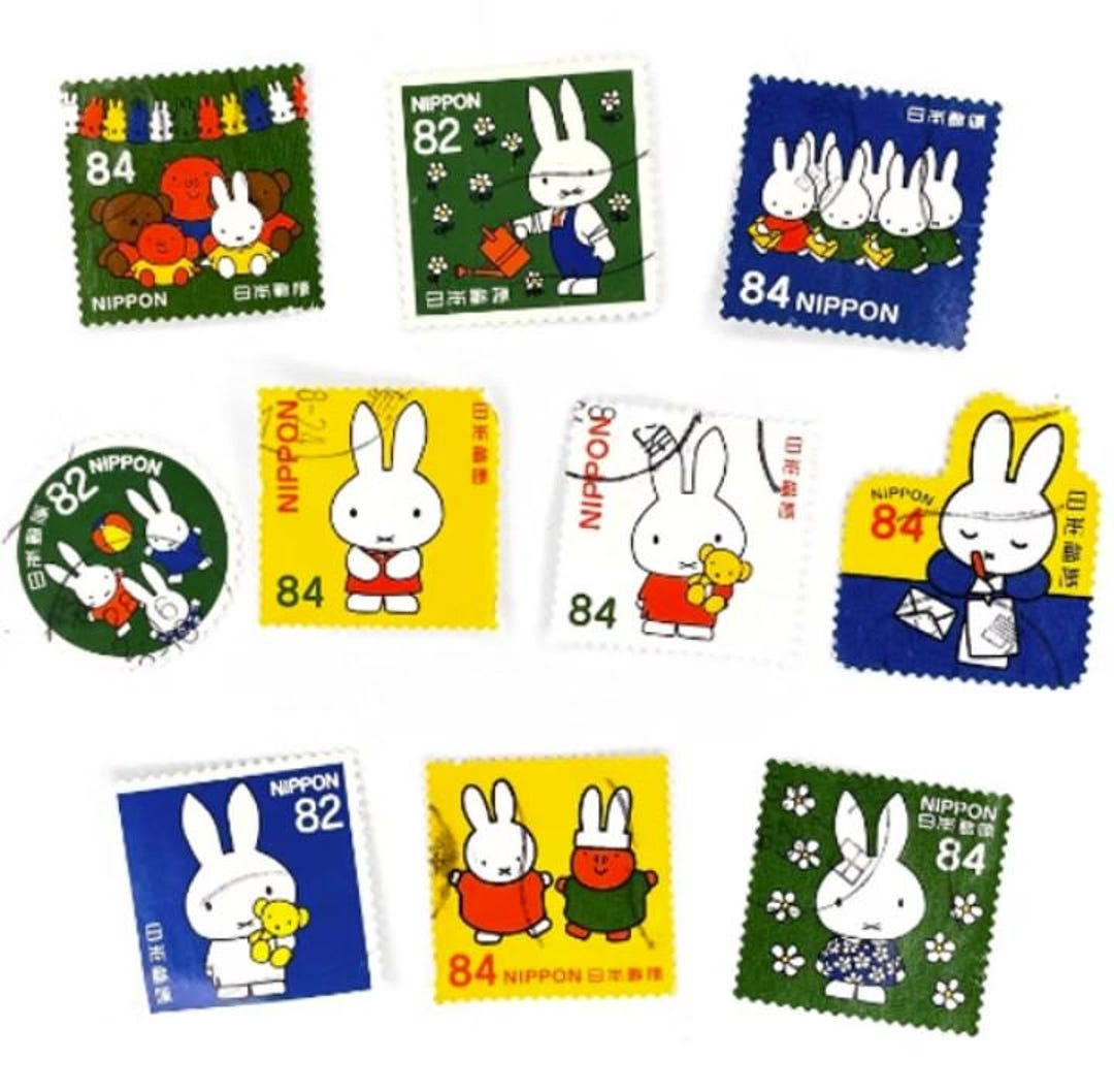 10 X Miffy, Used, Japanese Postage Stamps - off Paper - Japan - Bunny ...