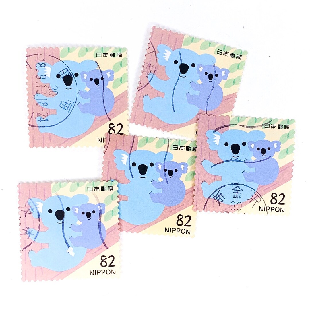 5 X Koala Bear and Cub Used, Japanese Postage Stamps All off Paper ...