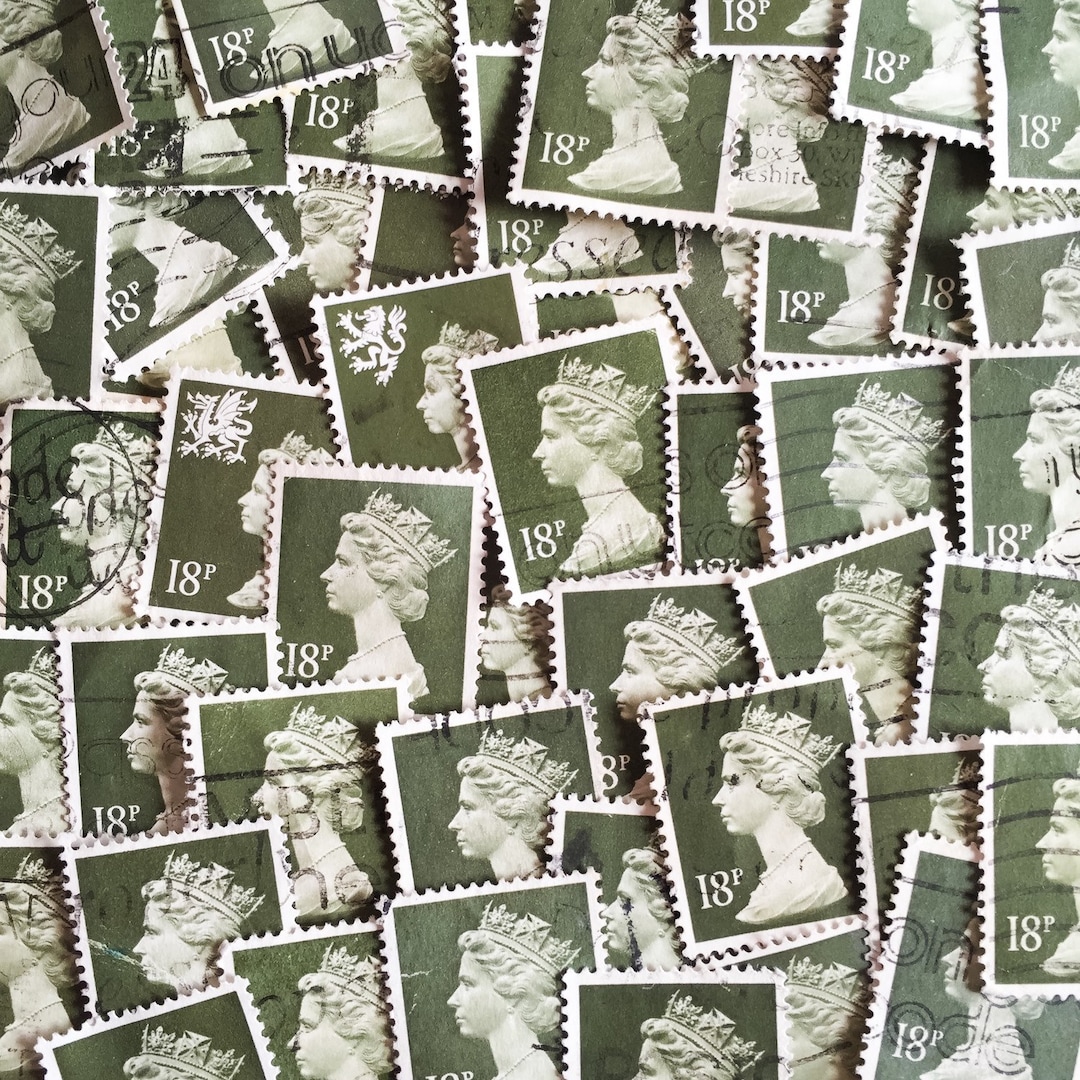 Dark Green Khaki, Used, British, 18p Machin Postage Stamps All off ...
