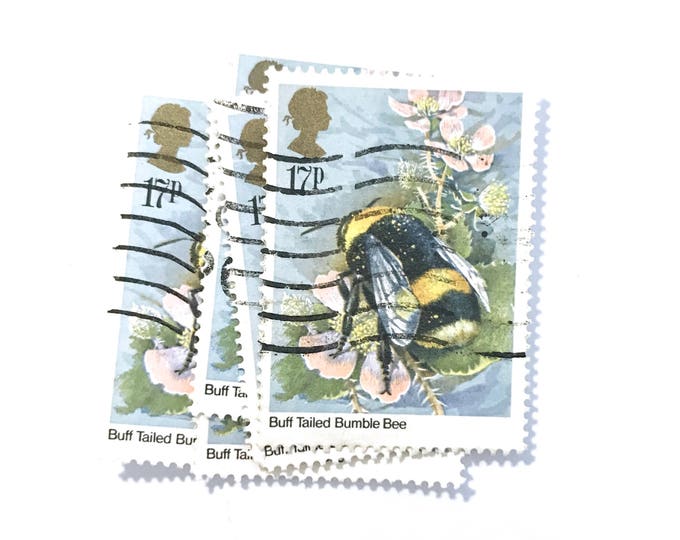 10 X Buff Tailed Bumble Bee, Used, British Postage Stamps All off Paper ...
