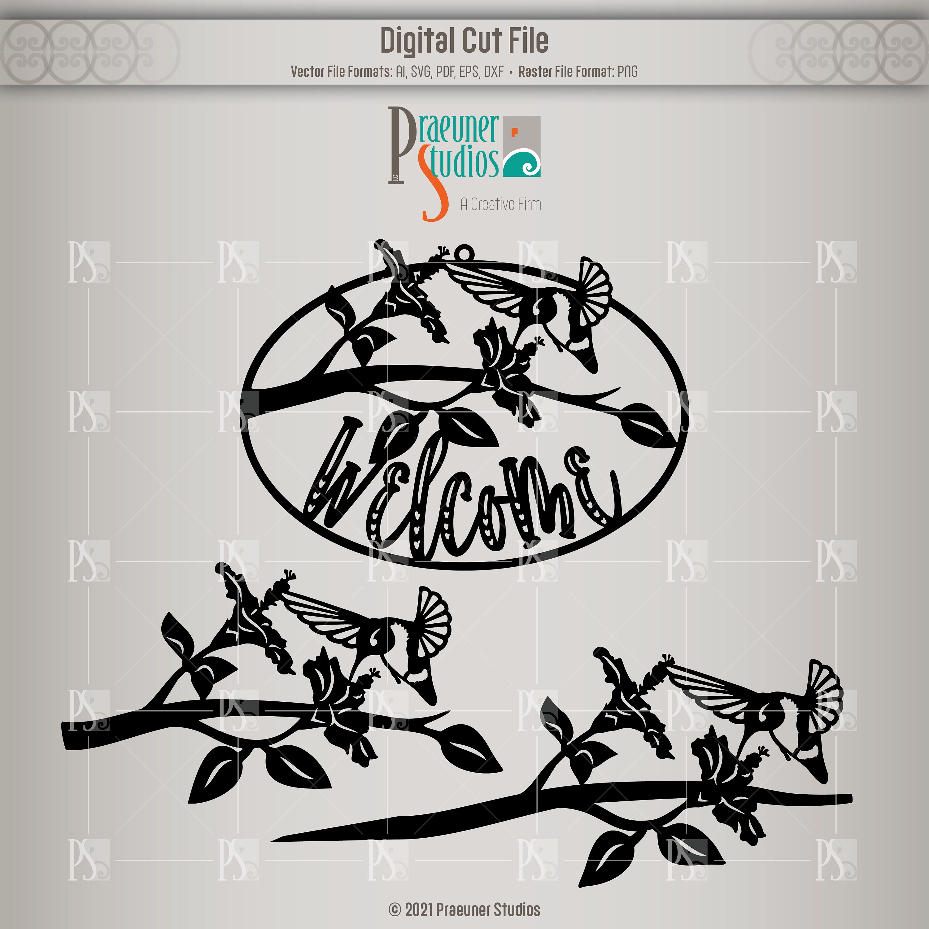 Hummingbird Welcome SVG/DXF for Cricut, Glowforge Cutting File ...