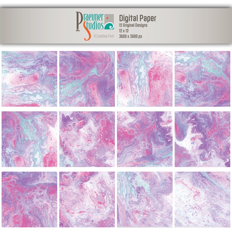 Marble Digital Paper Beautiful Pink Lavender & Blue Photo - Etsy