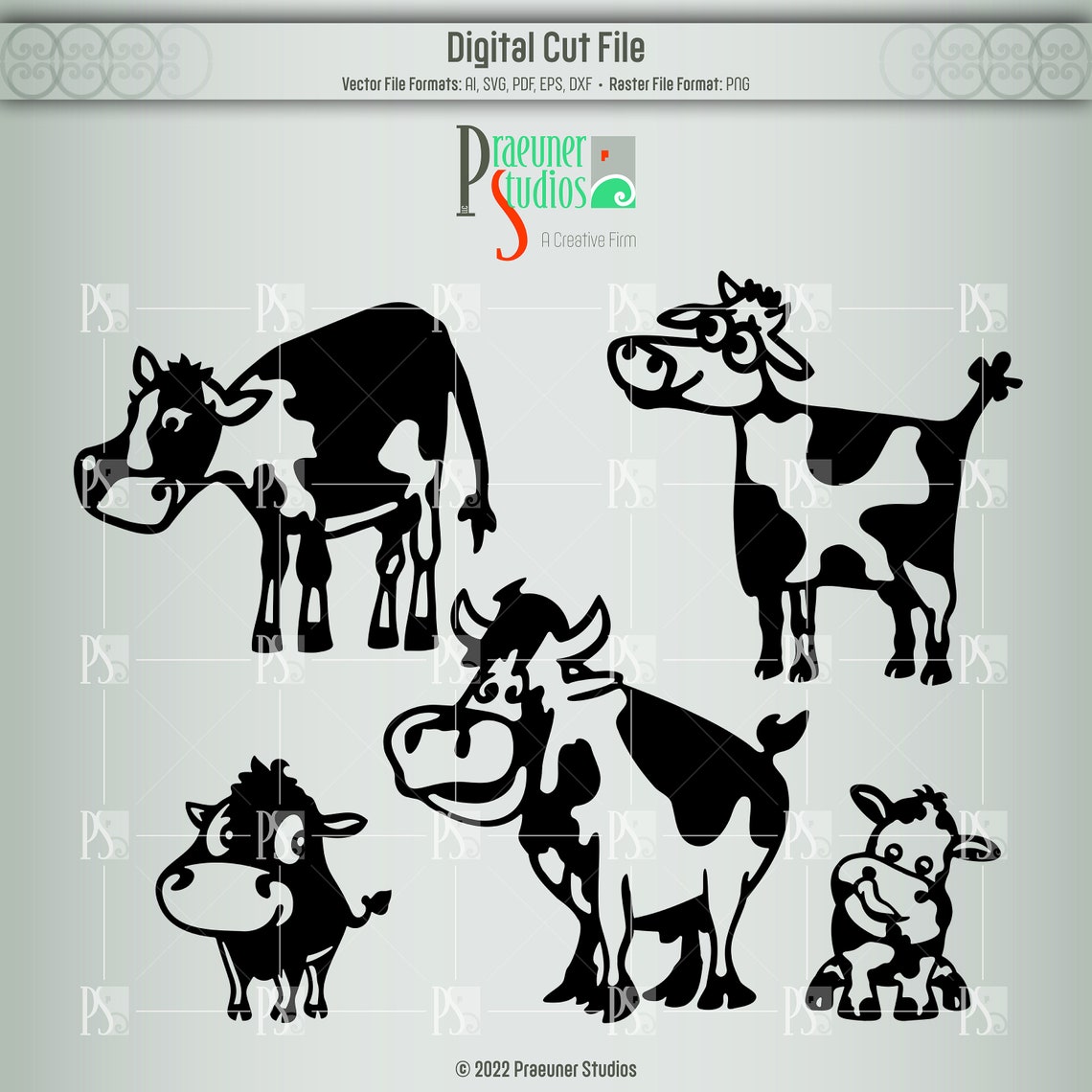 Cow CNC Cut DXF File, Funny Cows and Bull Laser Dwg Files, Cartoon Barn ...
