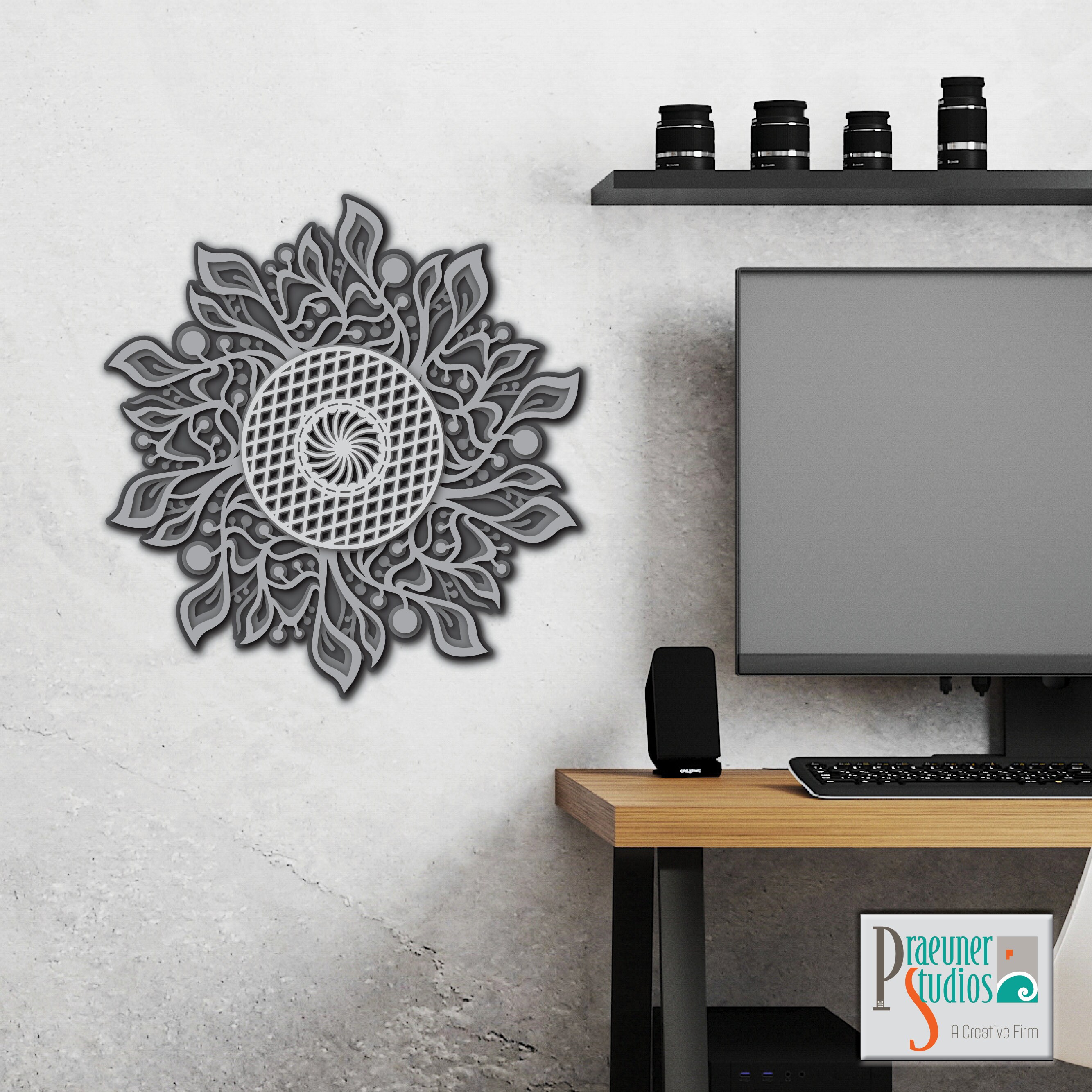 Vine Mandala Wall Art for Nursery CNC Cut File, Floral Bohemian Wall ...