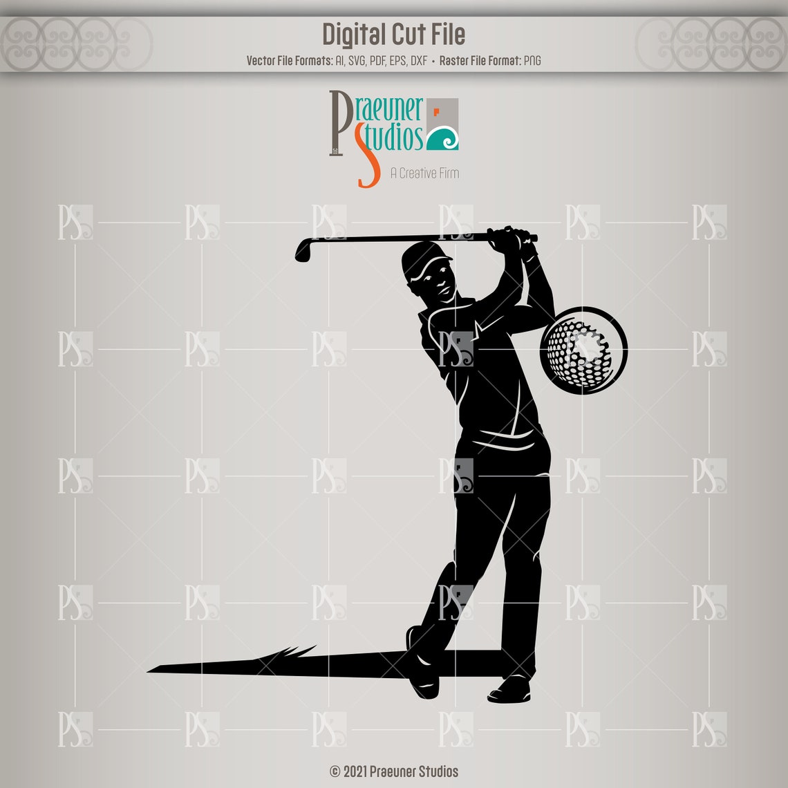 Golf SVG / Golfer Hitting Ball CNC / Laser Cut File Stab Art Pattern in ...