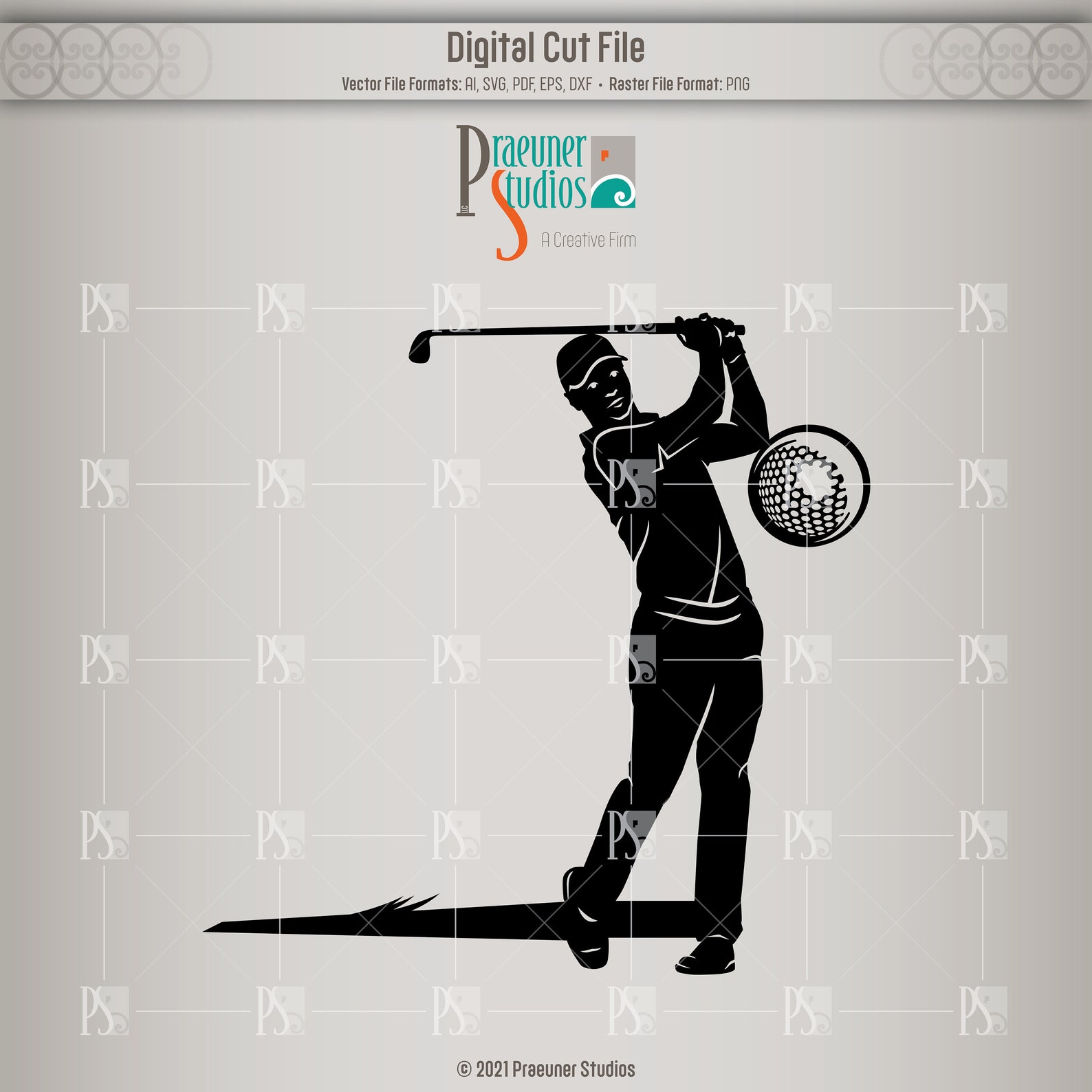 Golfer Hitting Golf Ball CNC / Laser Cut File Stab Art Pattern in ...