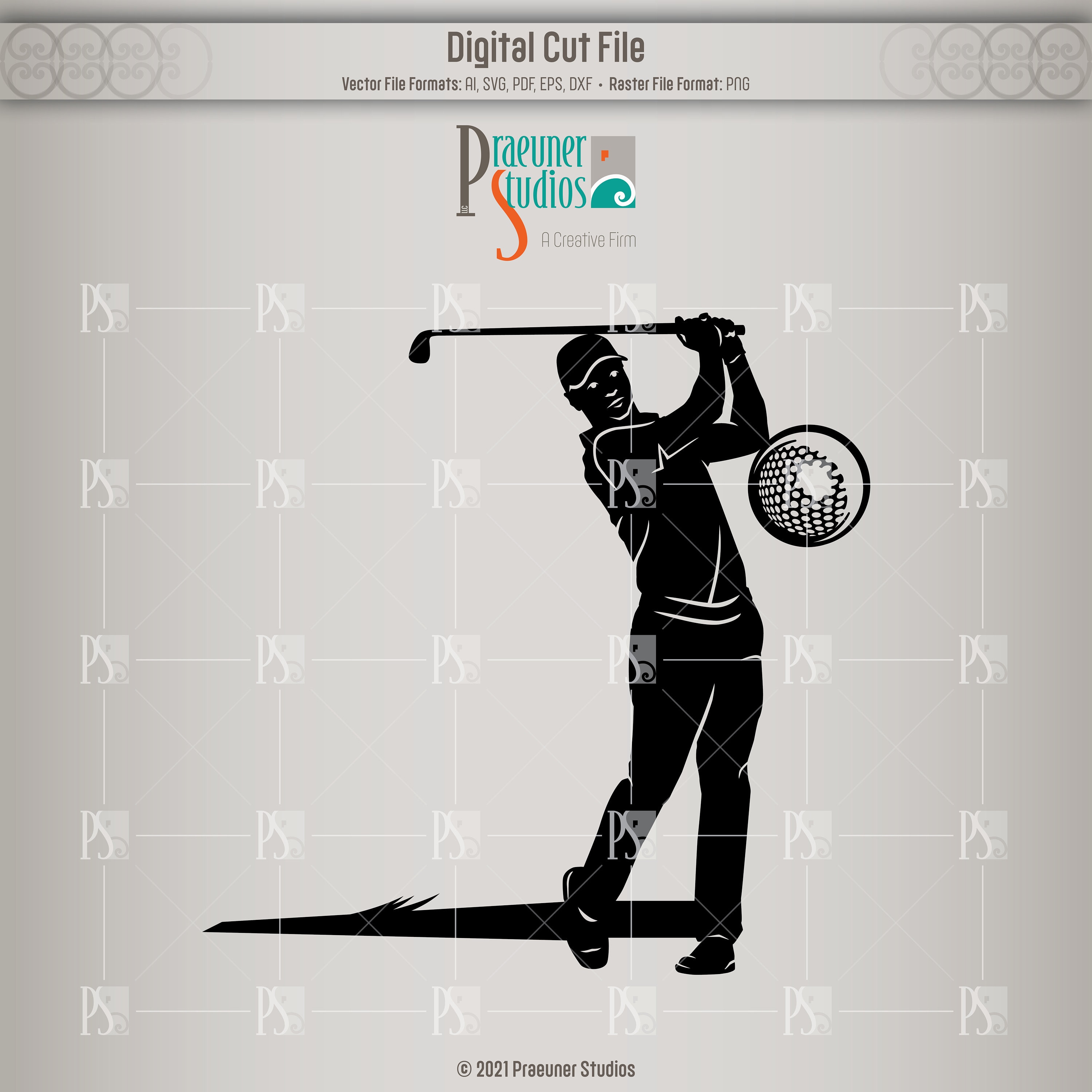 Golfer Hitting Golf Ball CNC / Laser Cut File Stab Art Pattern in ...