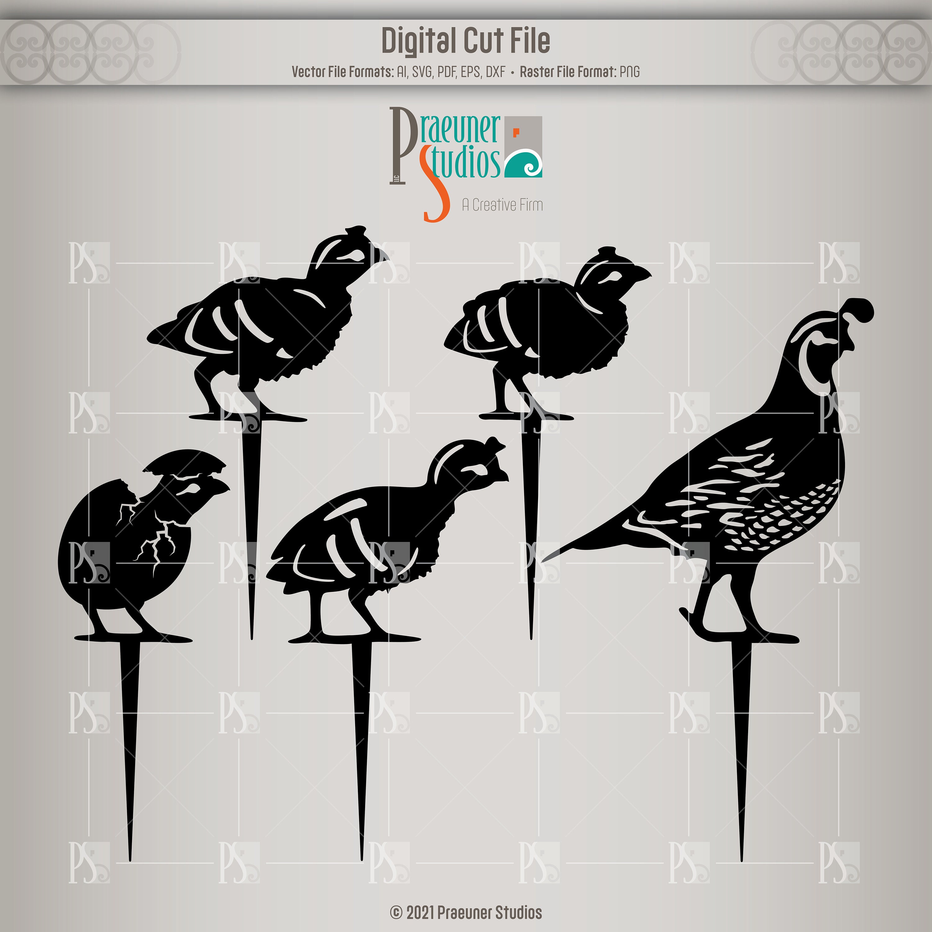 Quail Family Silhouette