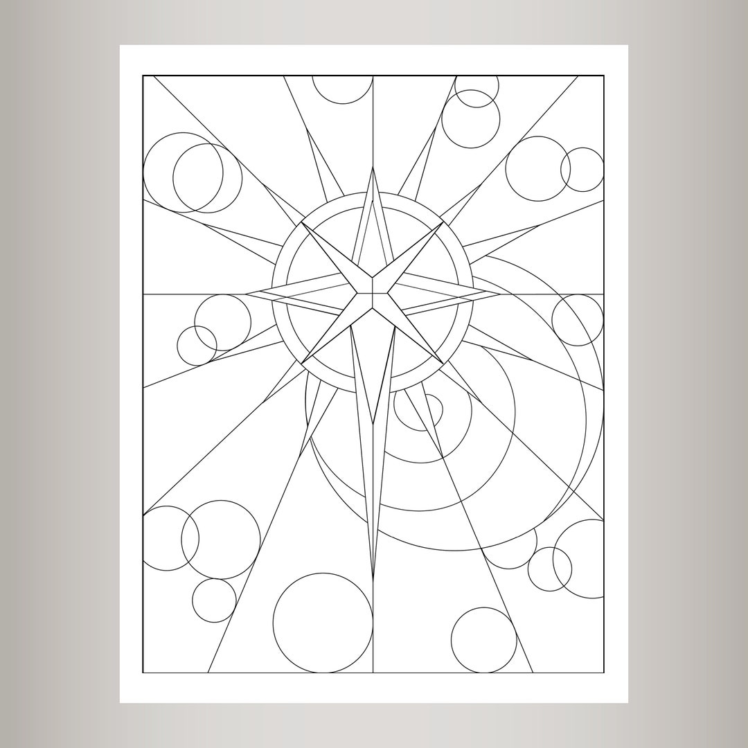 Star Scape Coloring Page - Star - Spiral - Circles - Star Pattern ...