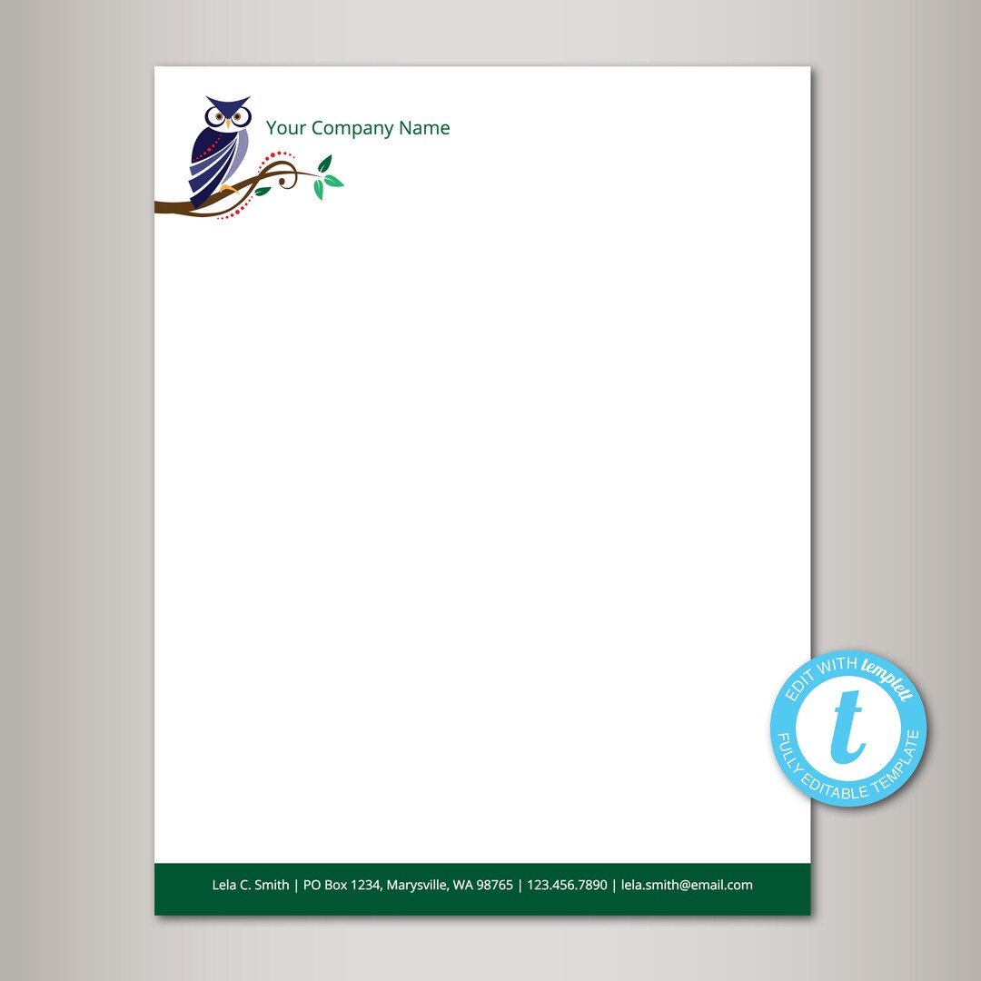 Letterhead, Personalized Letterhead, Owl Letterhead, Letterhead ...