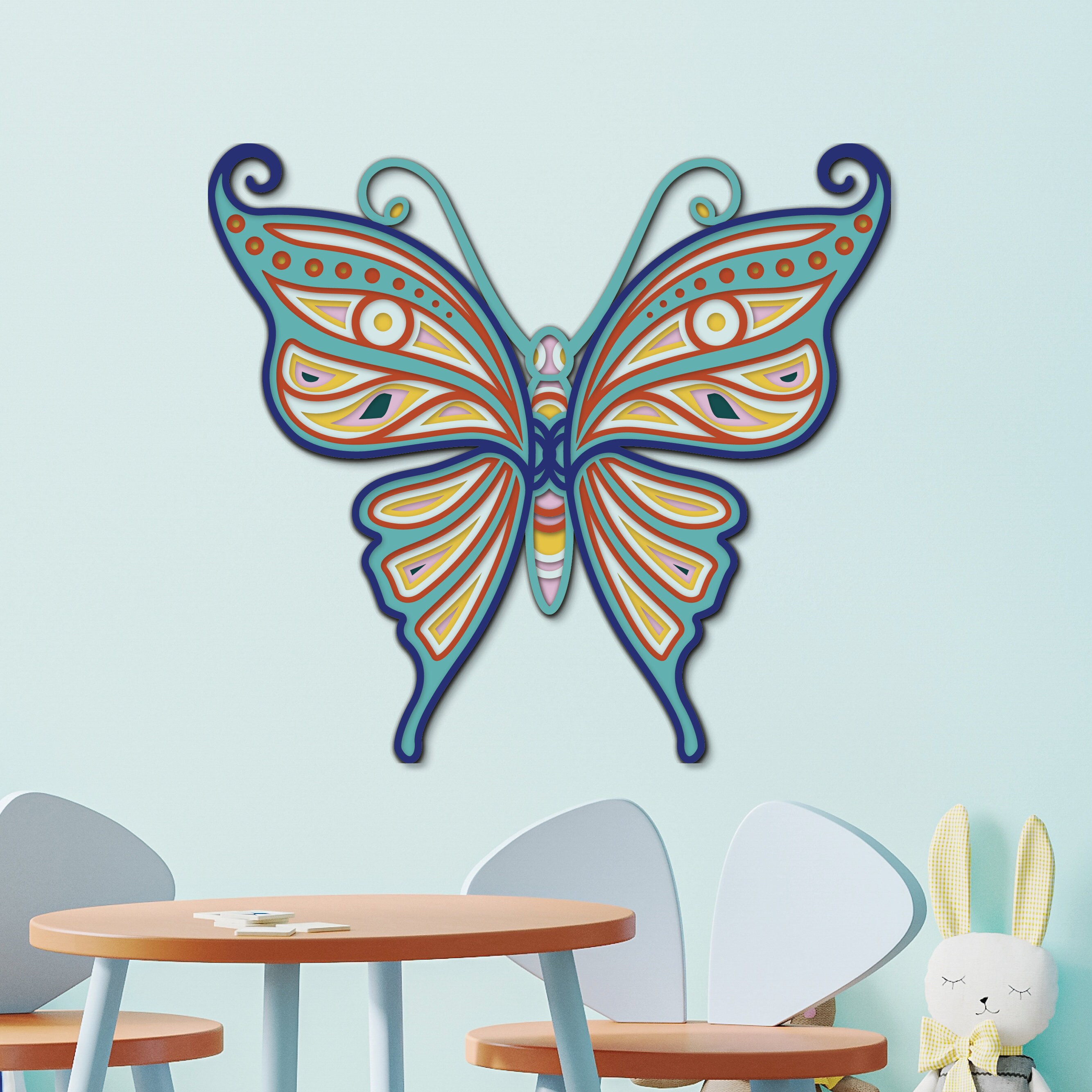 Butterfly CNC Cut File for Nursery, Butterfly Mandala Wall Art Cut File ...