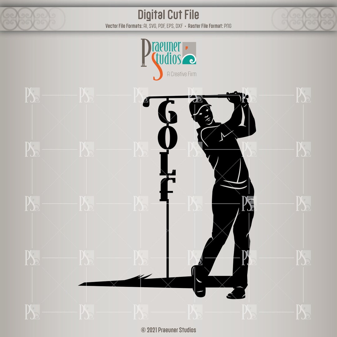 Golf SVG / Golfer Hitting Ball CNC / Laser Cut File Stab Art Pattern in ...