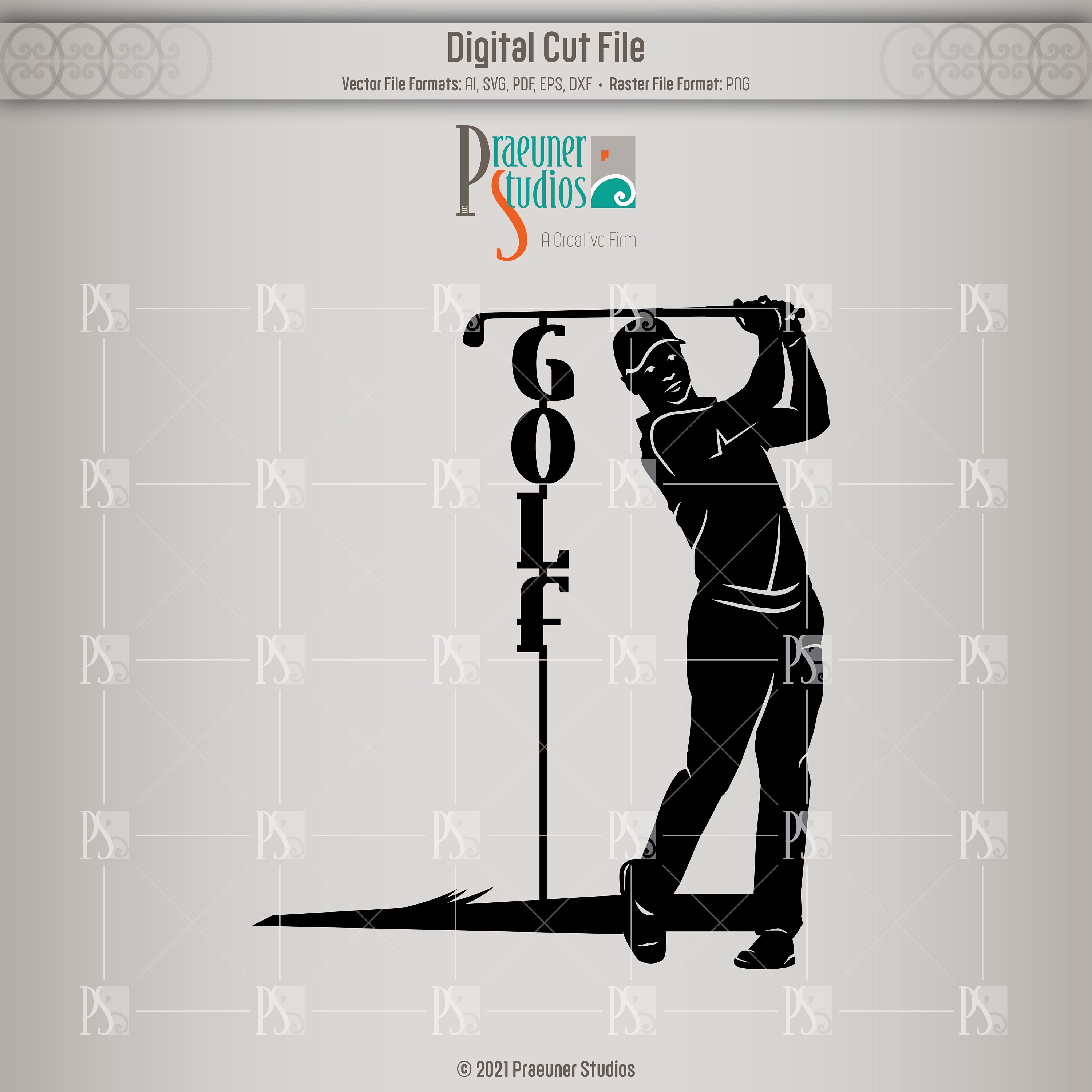 Golf SVG / Golfer Hitting Ball CNC / Laser Cut File Stab Art Pattern in ...