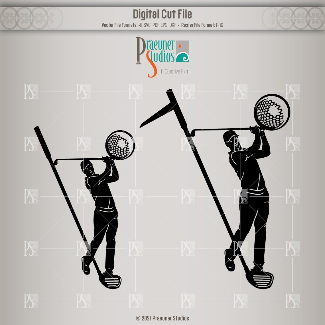 Golf SVG / Golfer Hitting Ball CNC / Laser Cut File Stab Art Pattern in ...