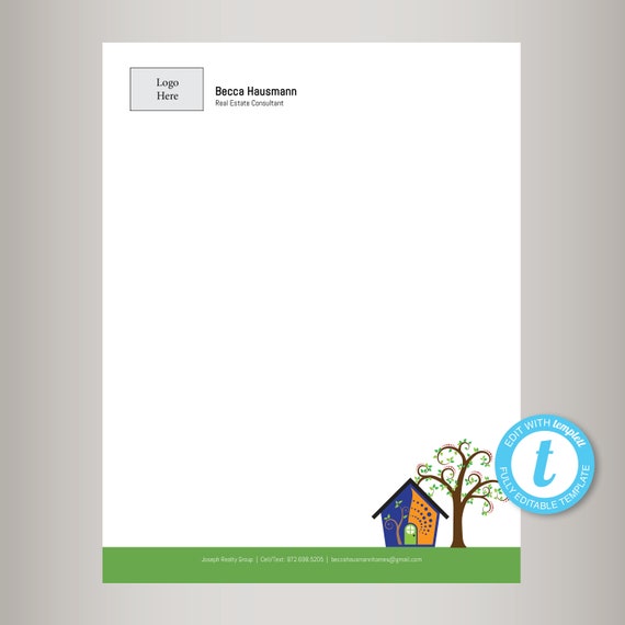 Whimsical Letterhead Letterhead Template DIY Custom | Etsy