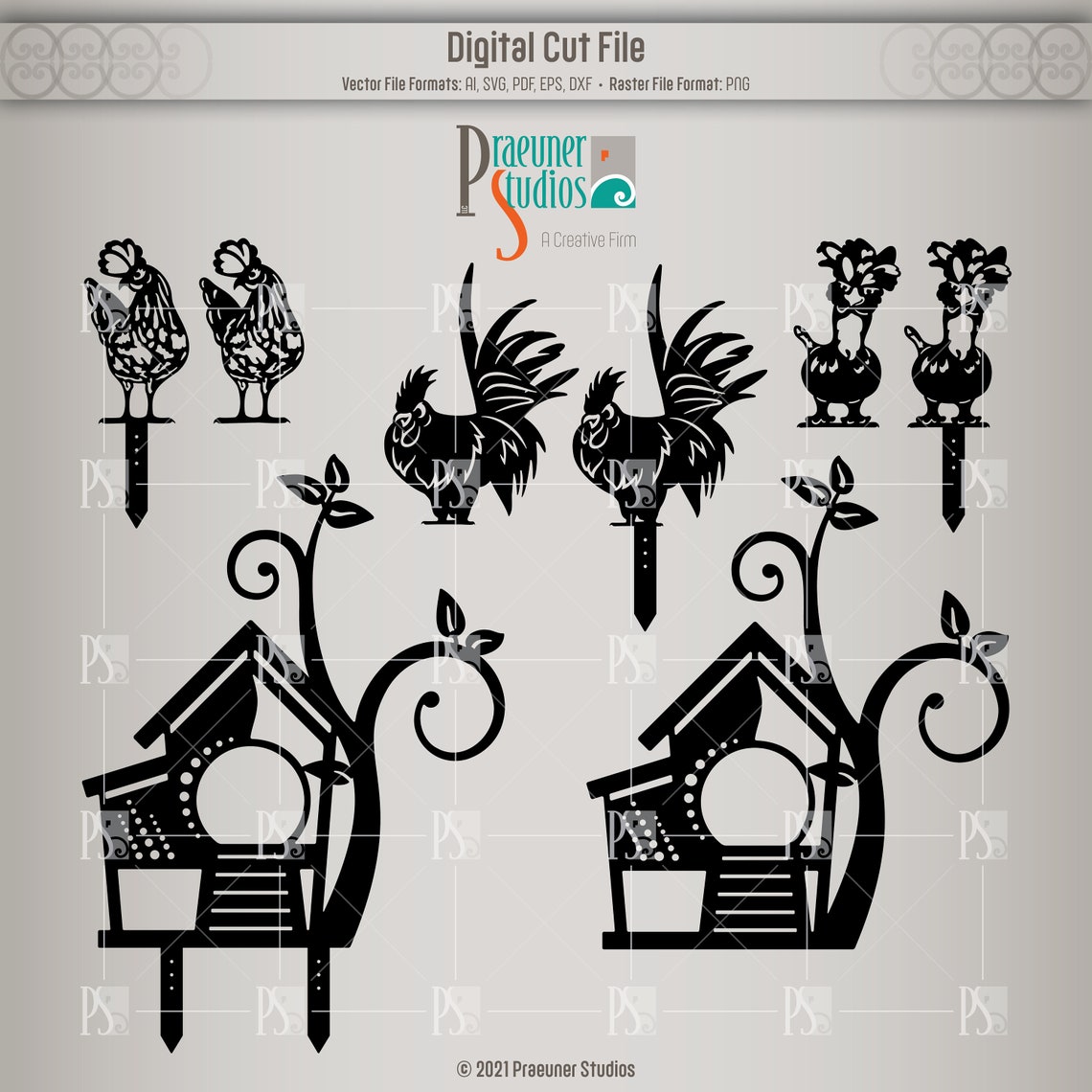 Chickens CNC Cut File Bundle, Funny Hens and Rooster Laser Dwg, Barn ...