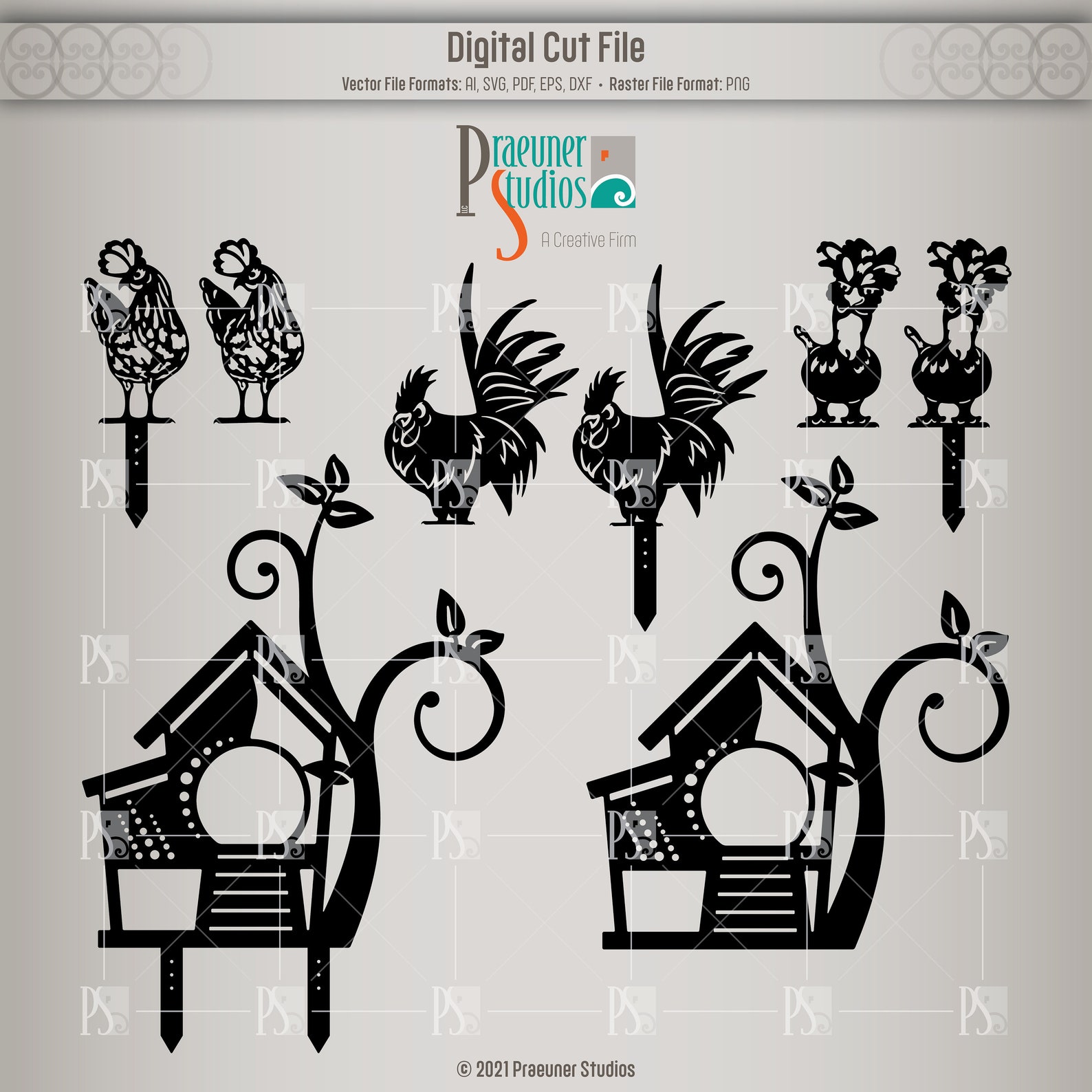 Chickens CNC Cut File Bundle, Funny Hens and Rooster Laser Dwg, Barn ...