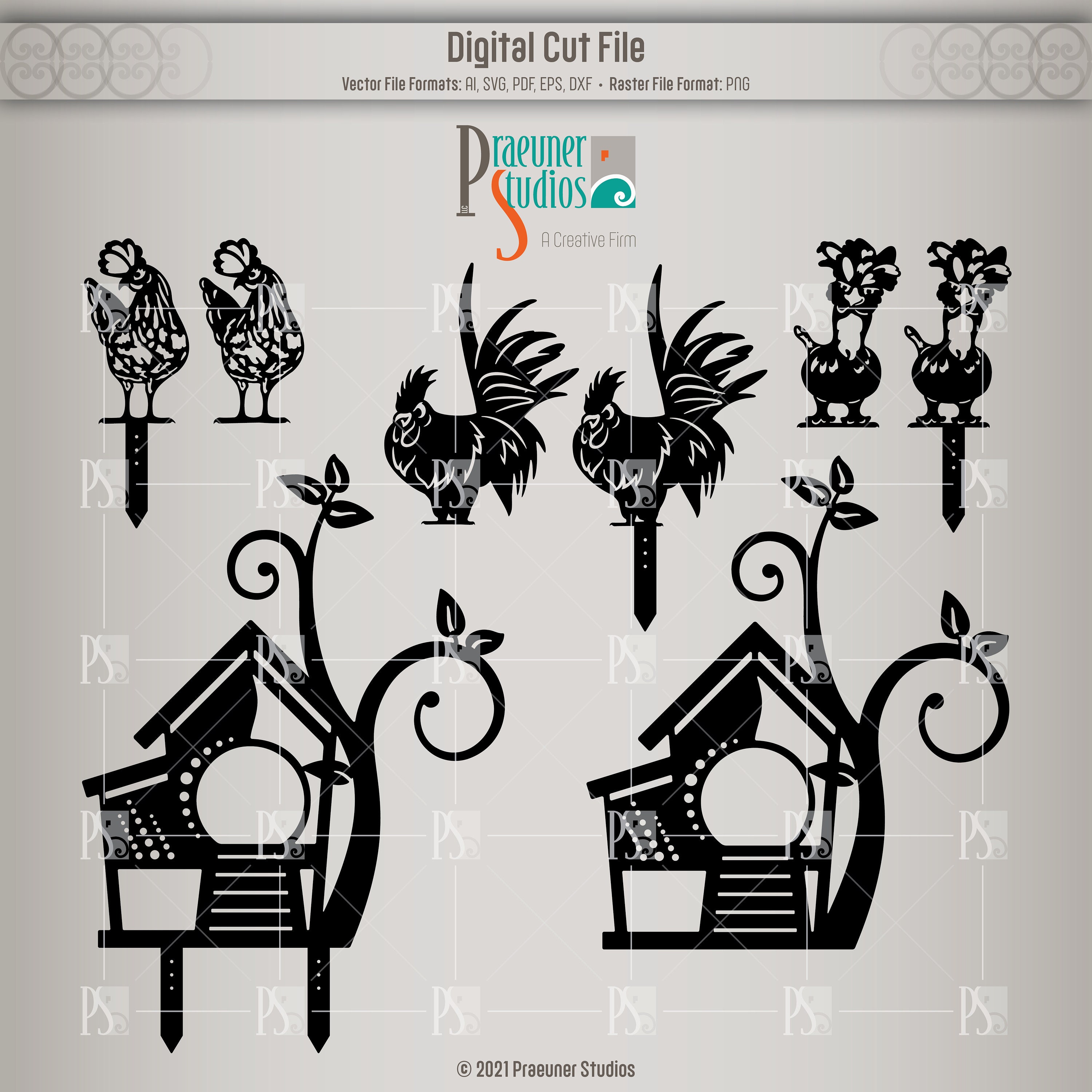 Chickens CNC Cut File Bundle, Funny Hens and Rooster Laser Dwg, Barn ...