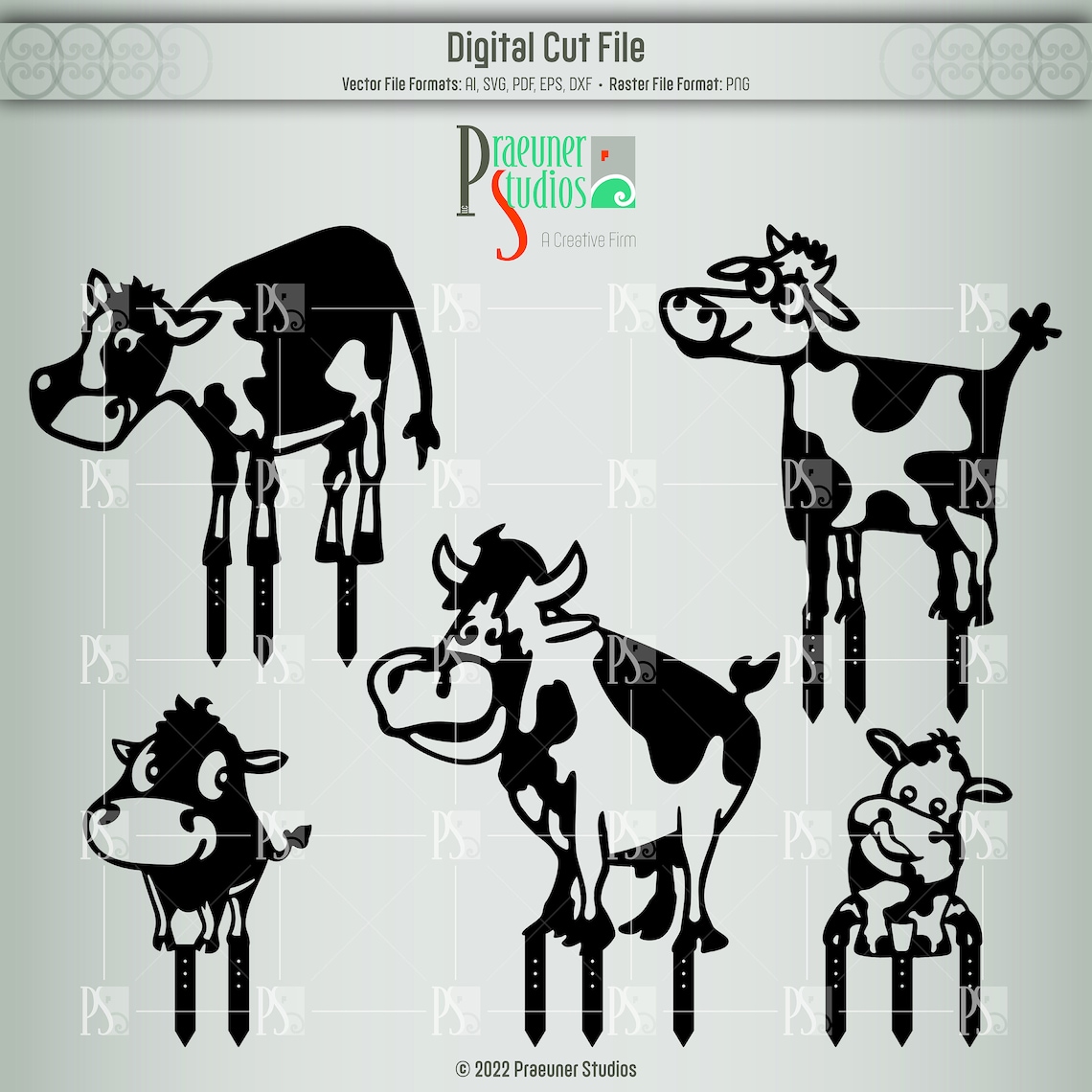 Cow CNC Cut DXF File, Funny Cows and Bull Laser Dwg Files, Cartoon Barn ...