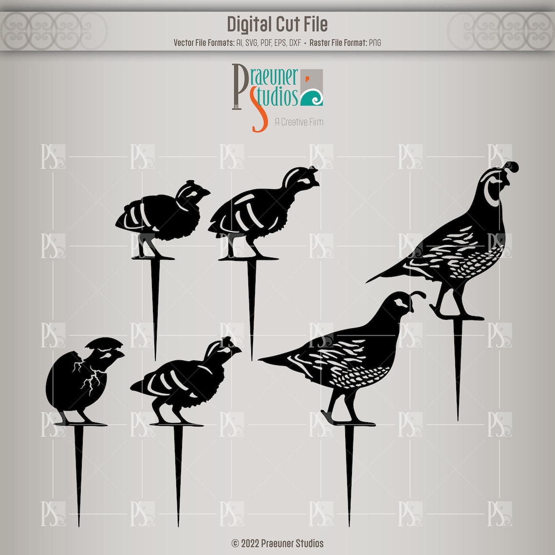 Quail Family DXF Bobwhite CNC Cut File Laser Glowforge - Etsy